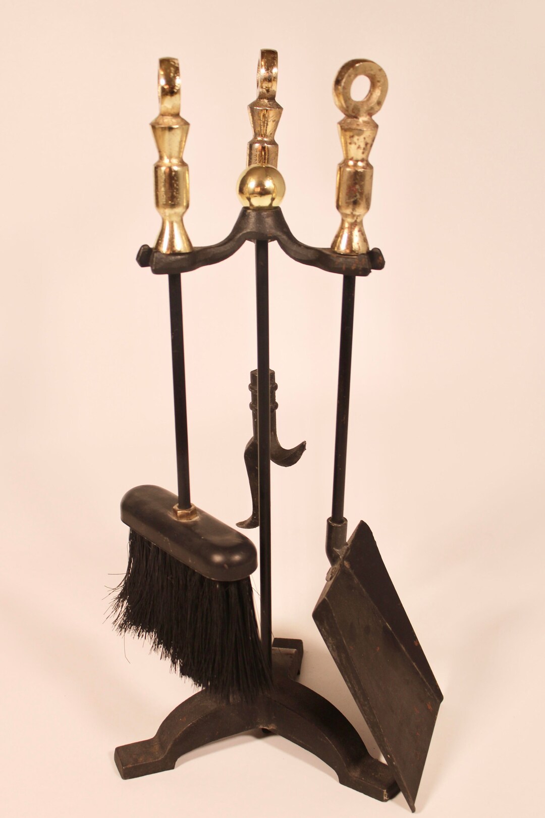 Mid Century Modern Black and Gold Iron and Brass Fireplace Tool Set - Etsy