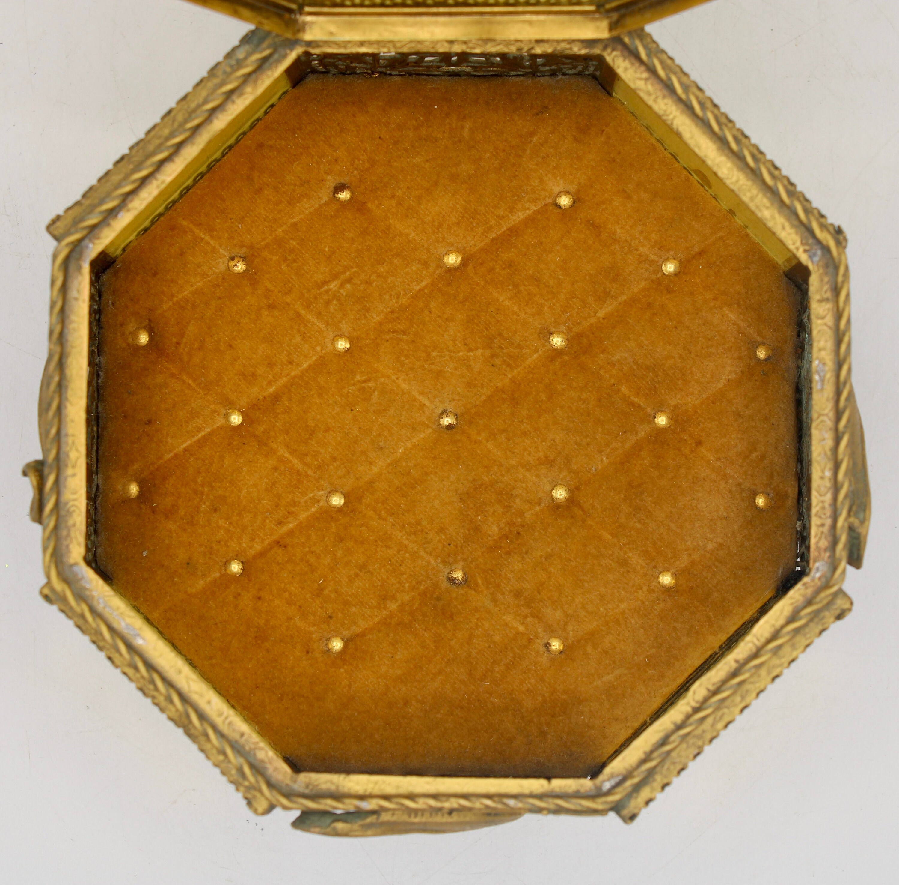 Large Antique French Amber Glass Footed Jewelry Box - Etsy