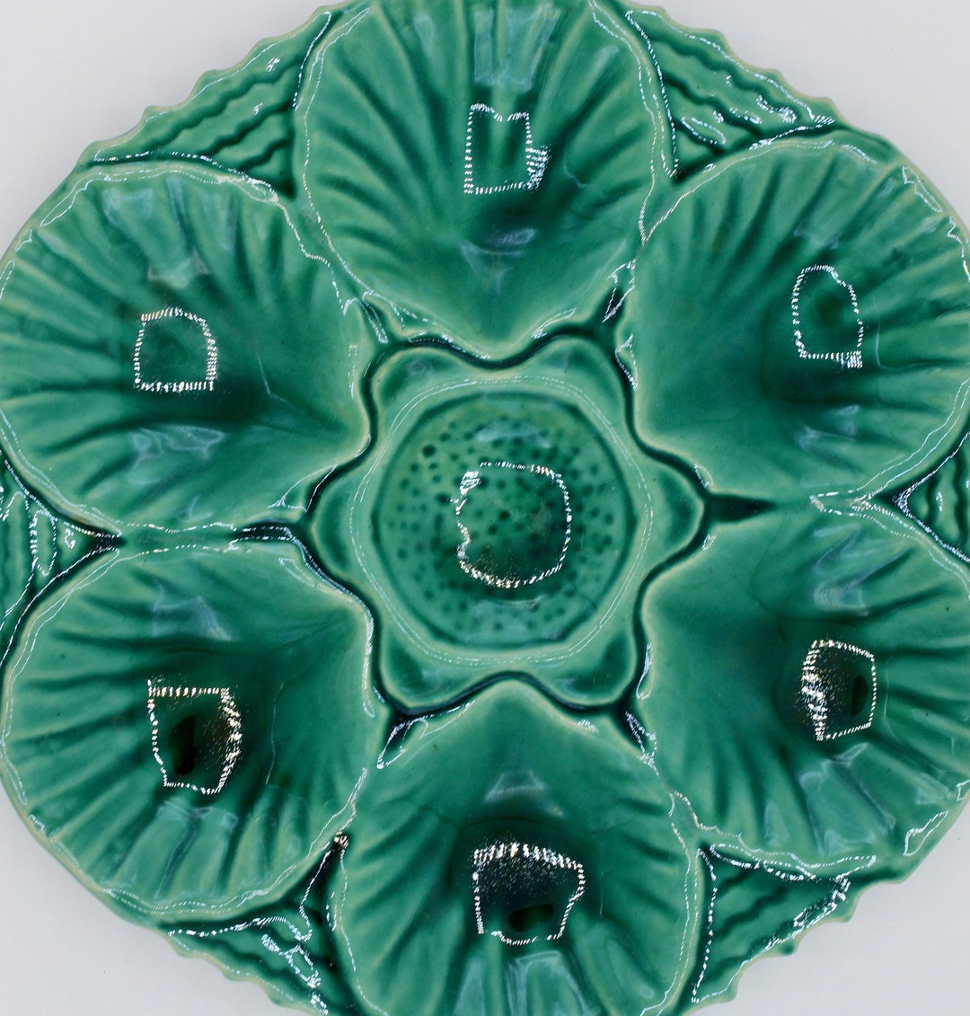 Antique English Mint Green Majolica Oyster Plate - Etsy