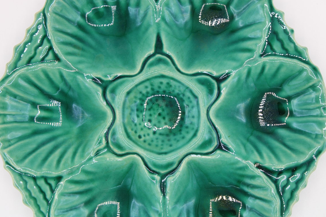 Antique English Mint Green Majolica Oyster Plate - Etsy