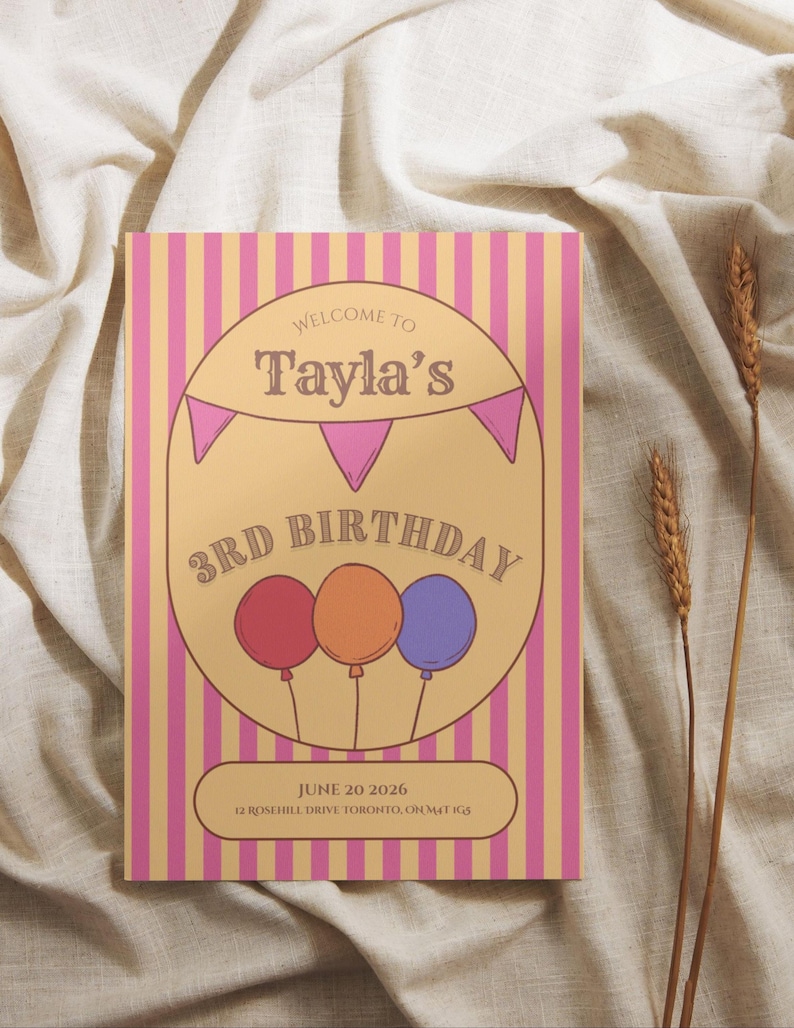 Circus Birthday Invite, Carnival Birthday Invitations, Girl 3rd ...