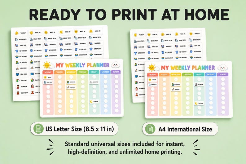 Kids Weekly Routine Chart, Visual Chore Board, Toddler Checklist ...