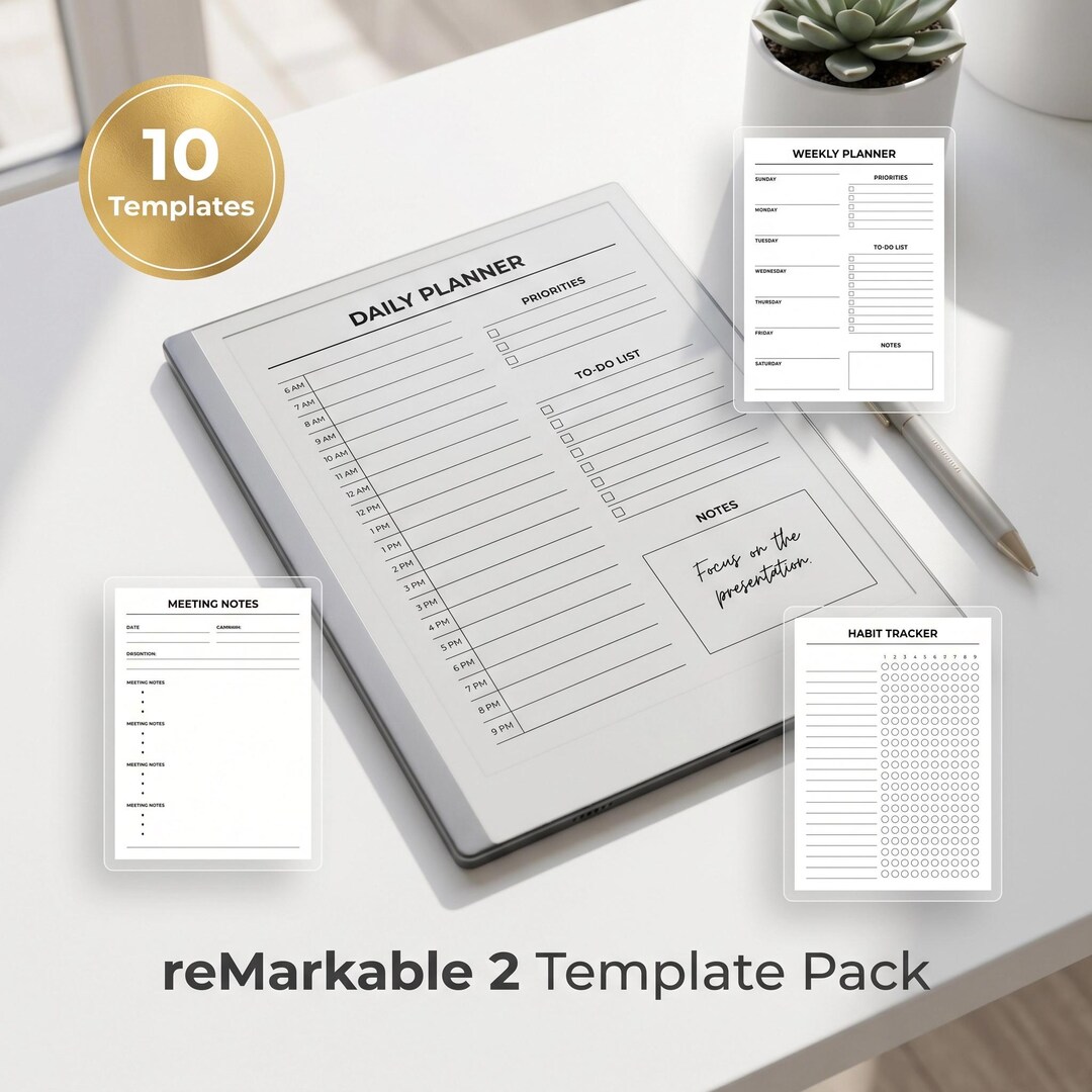 Remarkable 2 Templates, Productivity Bundle, Daily Planner, Meeting ...
