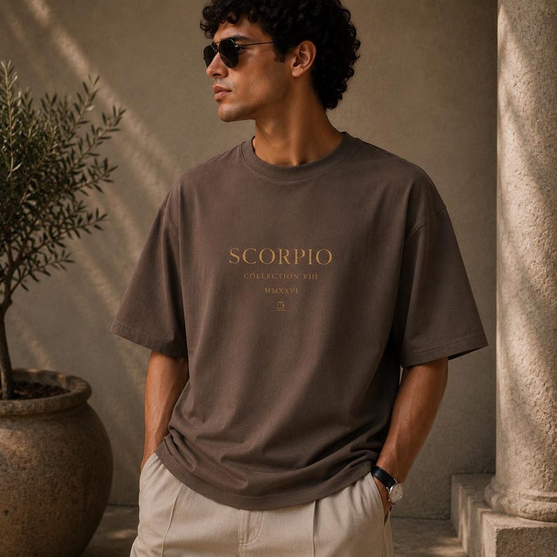 Oversized Scorpio Celestial Graphic Tee, Garment-dyed Cotton Apparel - Etsy