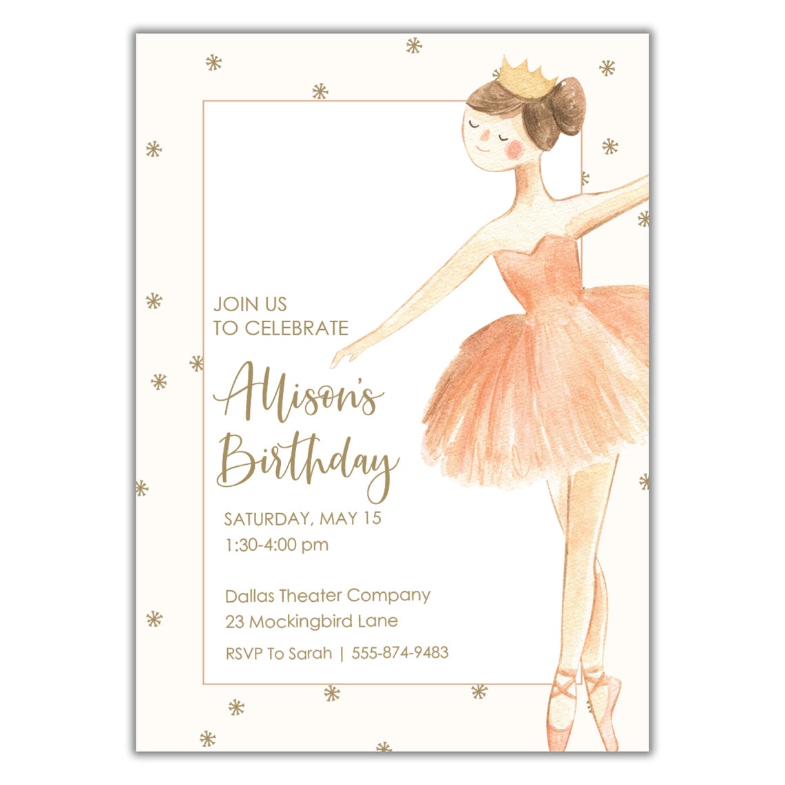 Ballet Birthday Invitation. Ballet Birthday Party. Digital File or ...