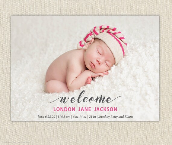 Birth Announcement Card Birth Announcement Boy Birth | Etsy