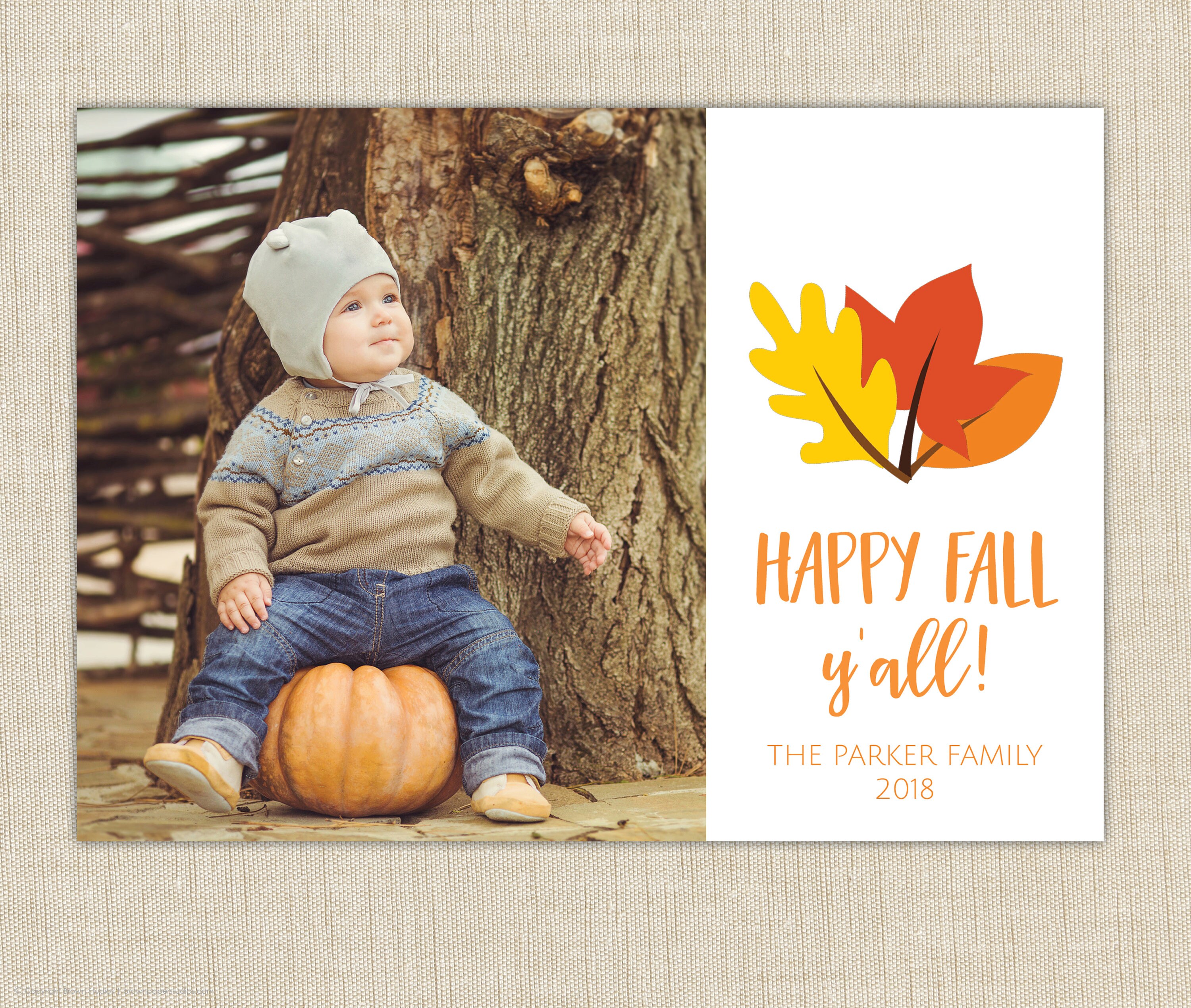 Fall photo card. Happy Fall Y'all | Etsy