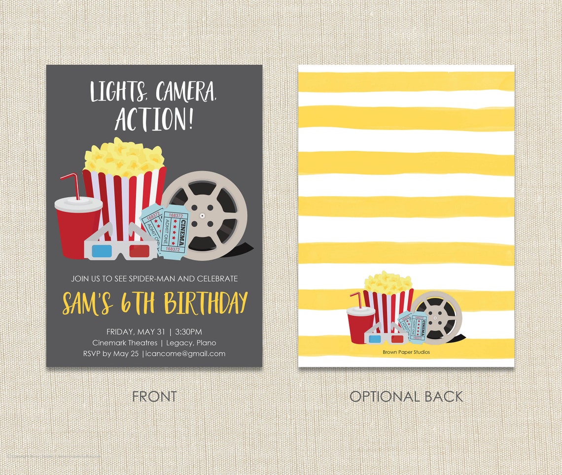 Movie Invitation Movie Party Invitation Printable Movie - Etsy