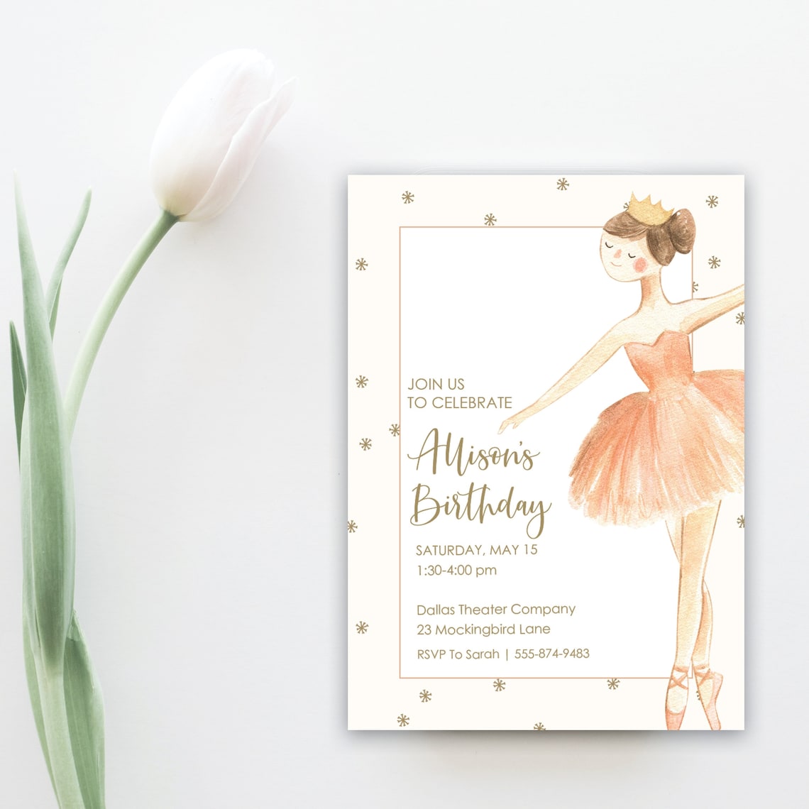 Ballet Birthday Invitation. Ballet Birthday Party. Digital File or ...