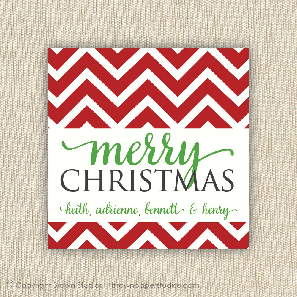 Personalized gift tag label sticker. Chevron gift label. set | Etsy