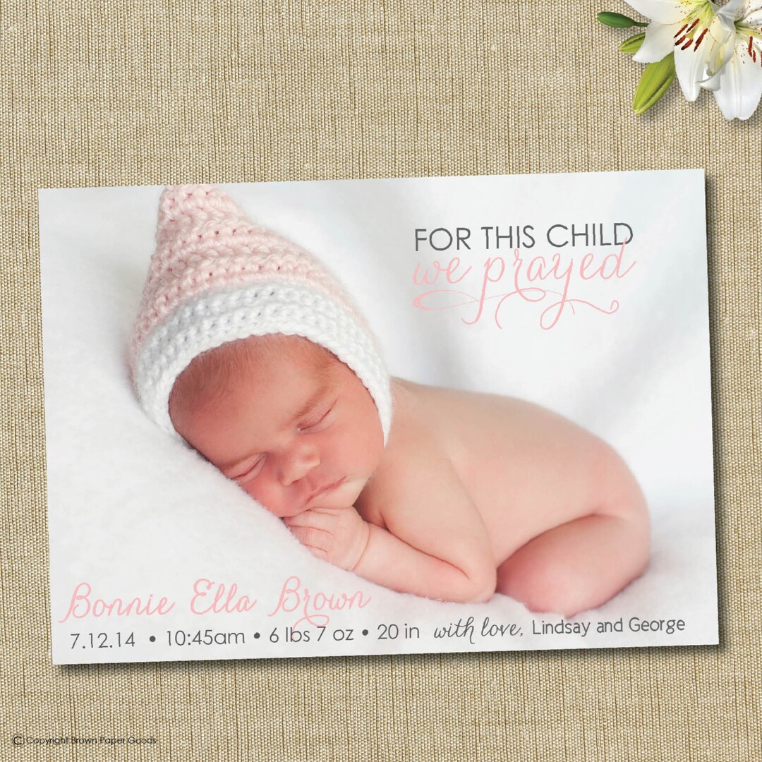 Modern Birth Announcement. Custom Photo Card. Photo Baby - Etsy