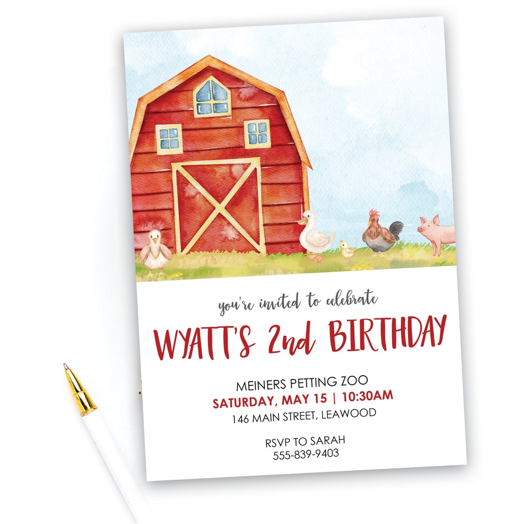 Barnyard Birthday Invitation, Farm Party Invitation. Digital File or ...