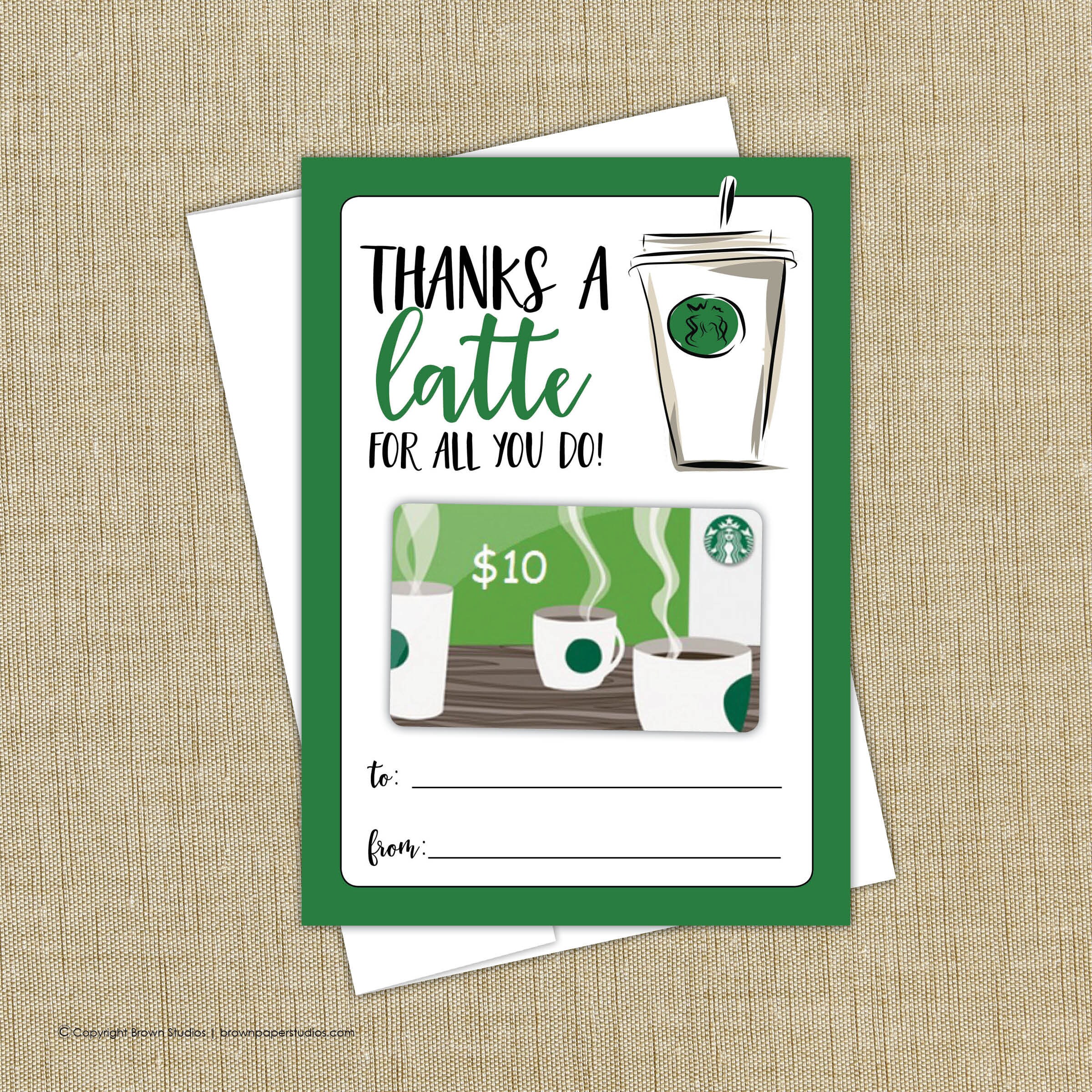 Printable. Thanks a Latte Card. Thank You Card. Gift Card | Etsy