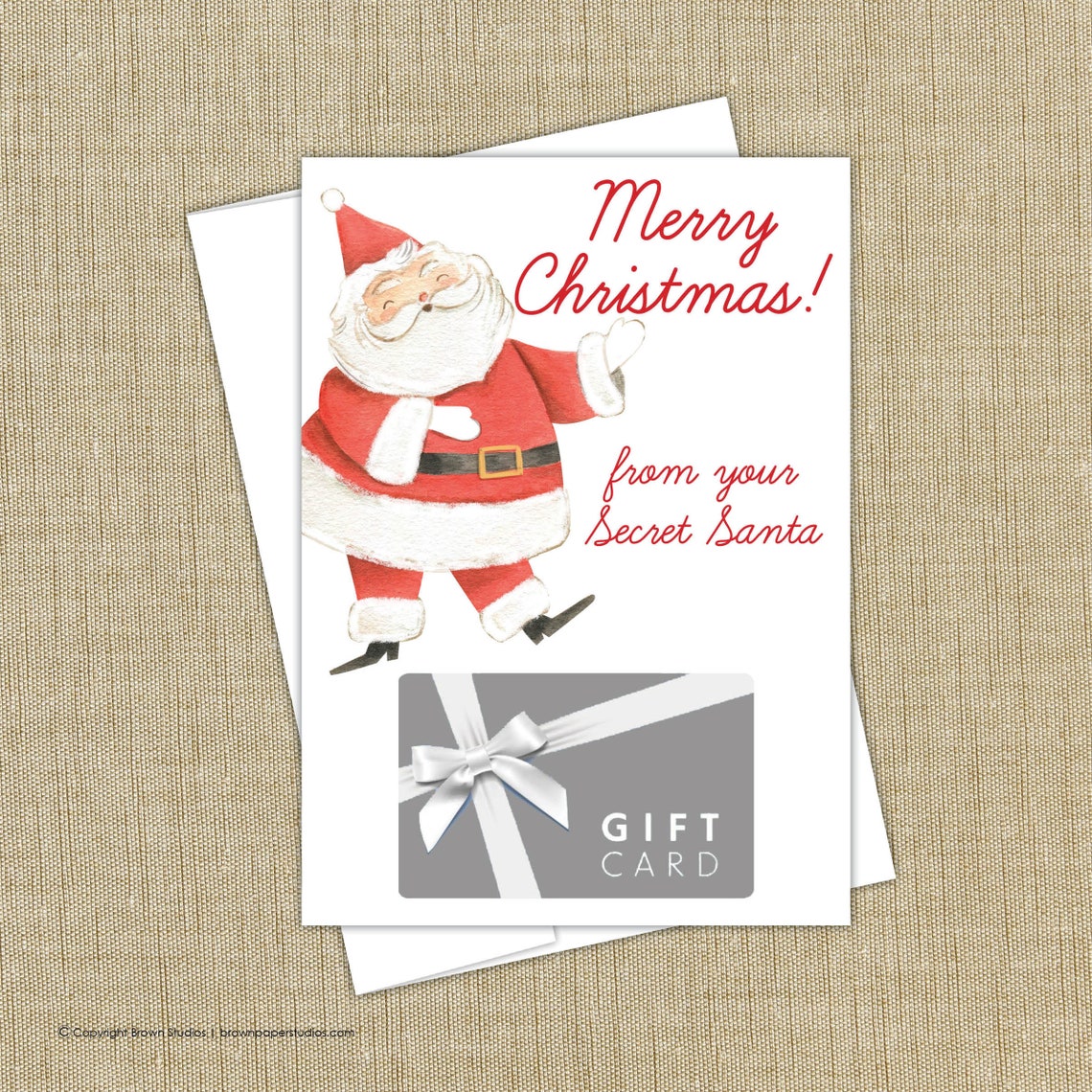 Secret Santa Gift Card Holder Printable Christmas Gift Card | Etsy