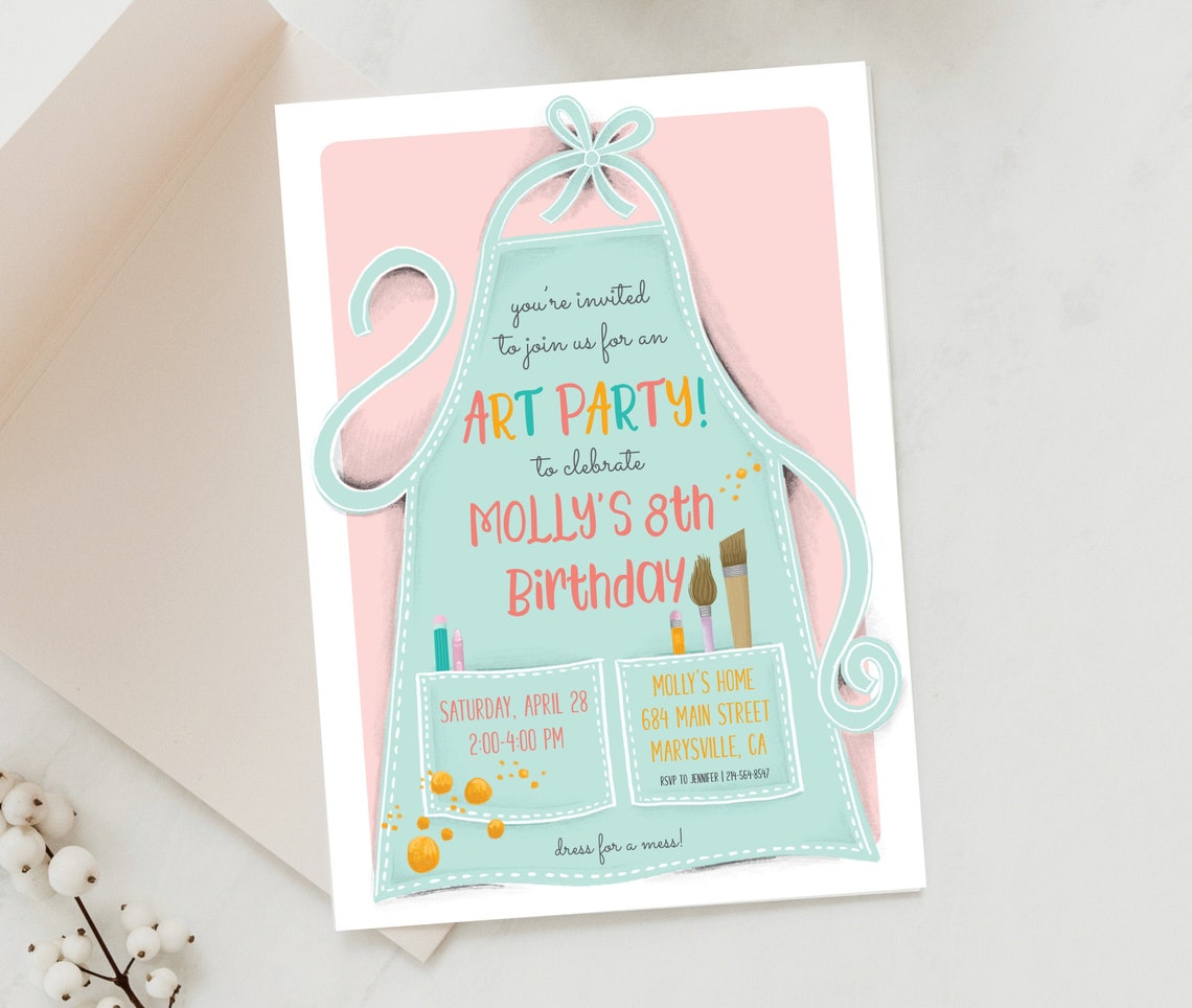 Paint Party Invitation. Art Birthday Party Invitation. Art - Etsy