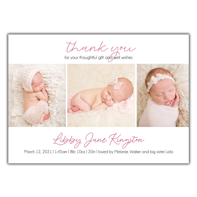 Thank You Birth Announcement. Announcement Thank You Card. Thank You ...