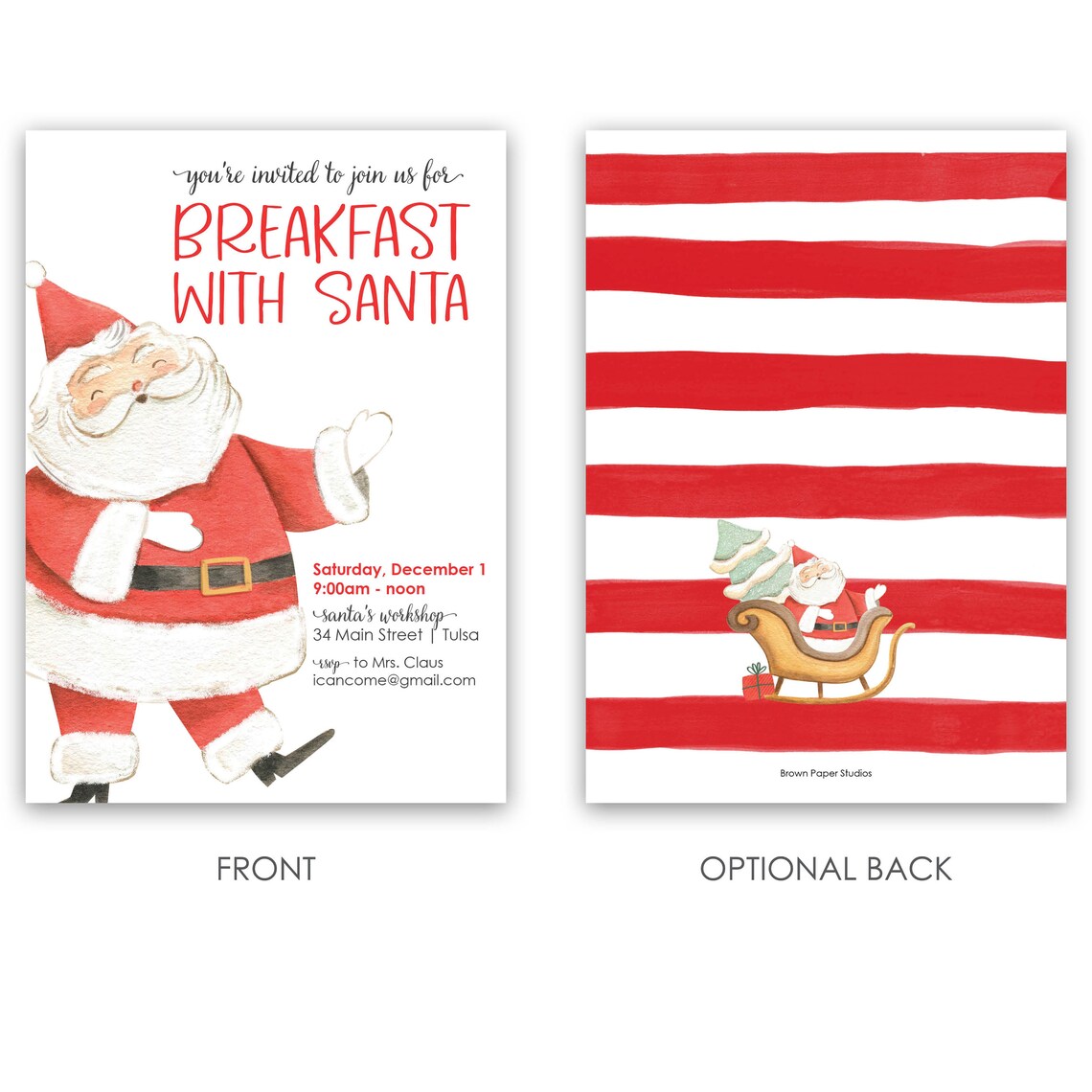 Breakfast With Santa Invitation Kids Christmas Party Santa - Etsy