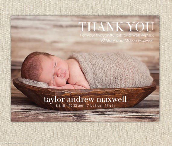 Thank You Birth Announcement. Announcement Thank You Card. | Etsy