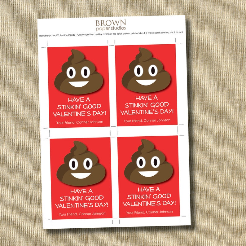 Poop Emoji School Valentine Cards. Personalized Valentine | Etsy Poop Emoji School Valentine Cards. Personalized Valentine | Etsy