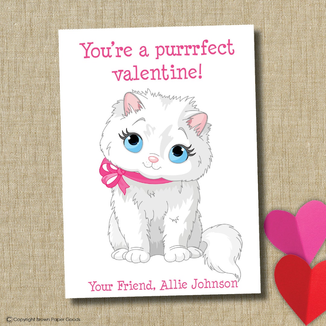 Instant Download School Valentine Cards. Cat Valentine - Etsy
