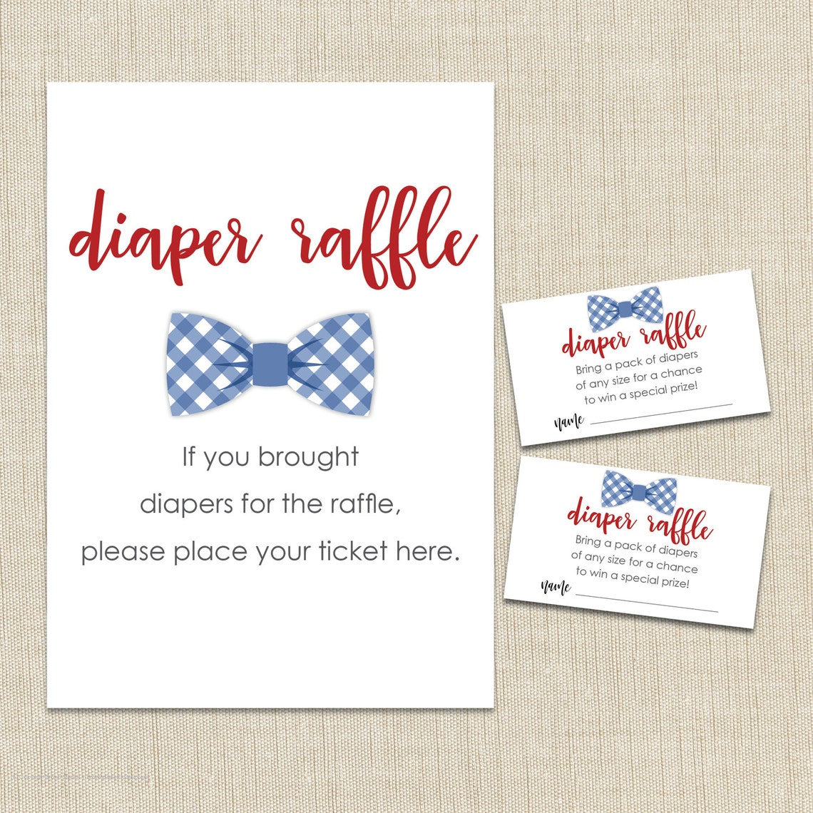 Diaper Raffle Printable. Instant Download. Bow Tie Baby - Etsy