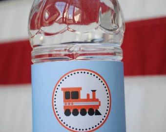 Train Party Printable Water Bottle Labels Stickers. INSTANT - Etsy