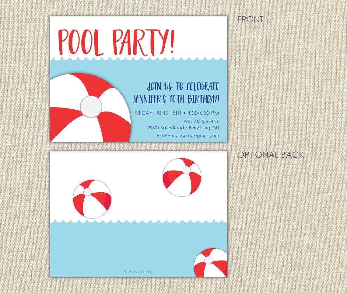 Pool Party Invitation - Etsy