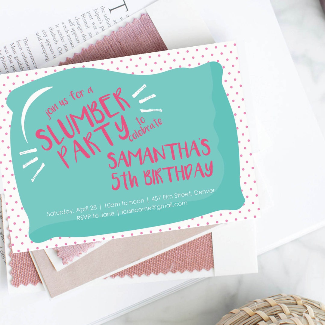 Sleepover Invitation Slumber Party Invitation Sleepover Etsy