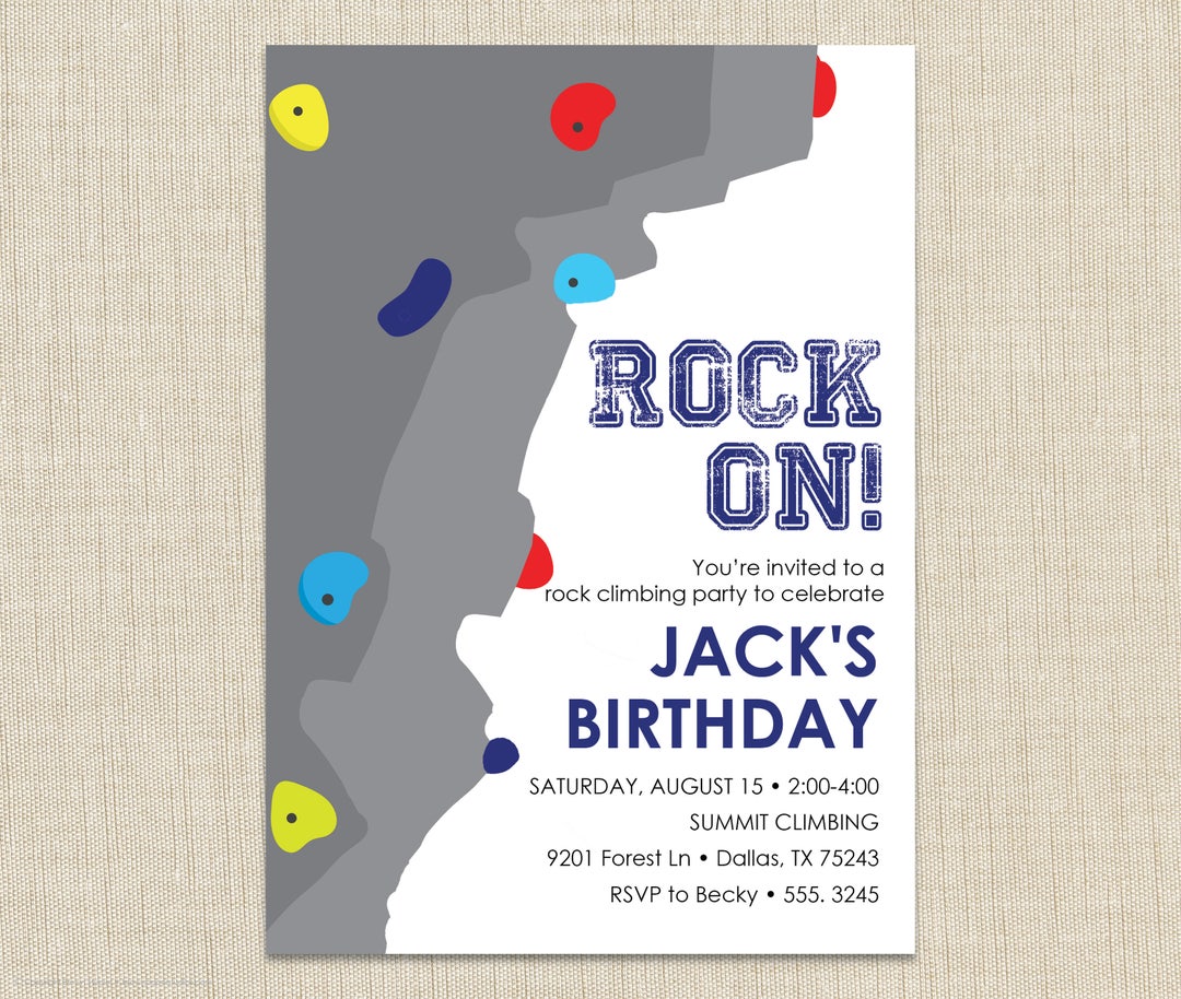 Rock Climbing Invitation, Rock Climbing Birthday Invitation, Rock ...