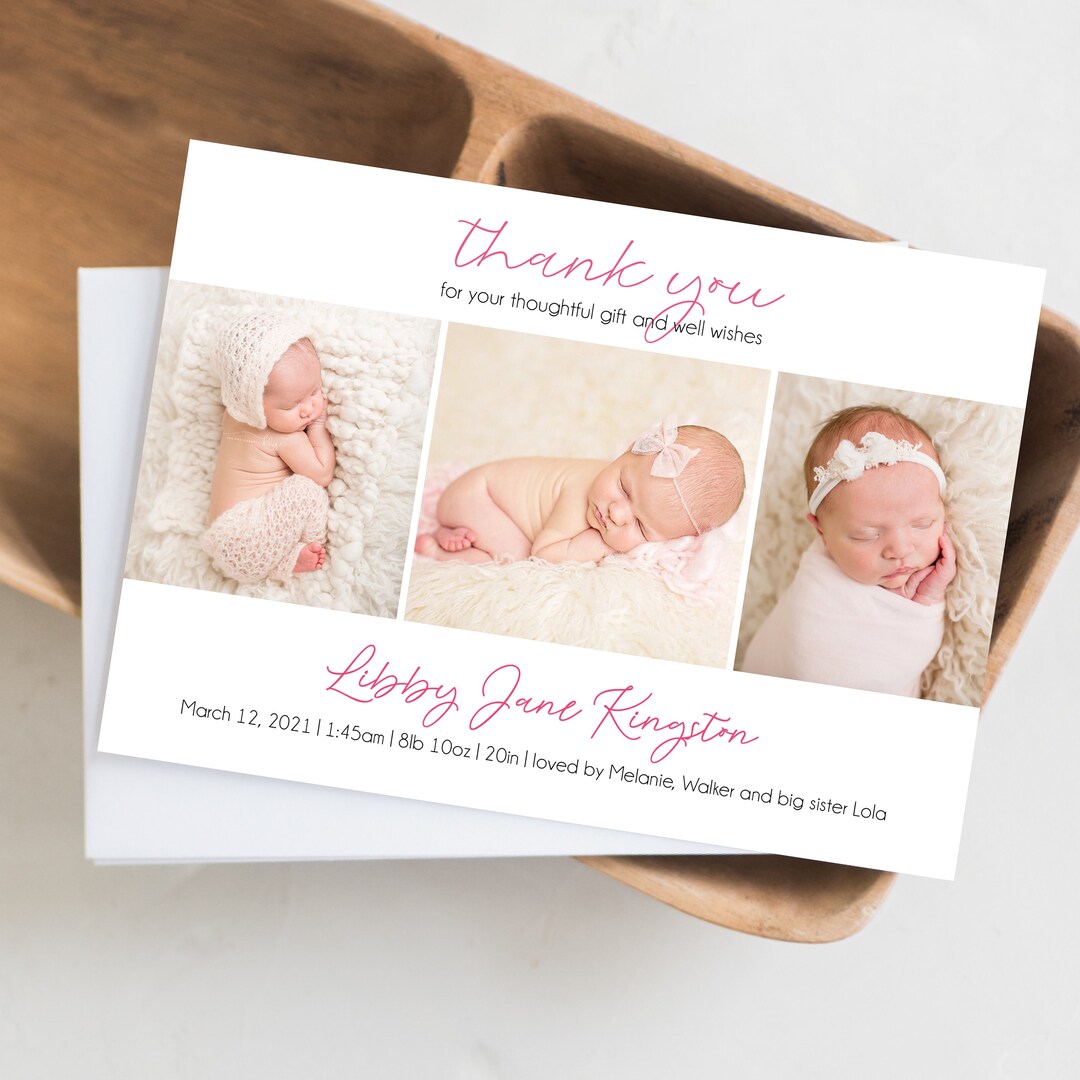 Thank You Birth Announcement. Announcement Thank You Card. Thank You ...