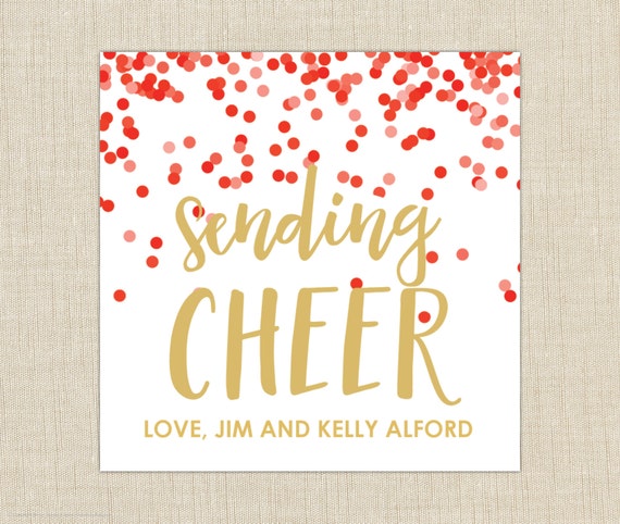 Personalized Gift Tag Label Sticker. Sending Cheer Label. | Etsy