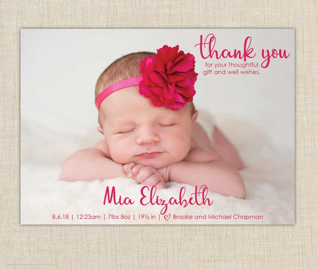 Thank You Birth Announcement. Announcement Thank You Card. Thank You ...