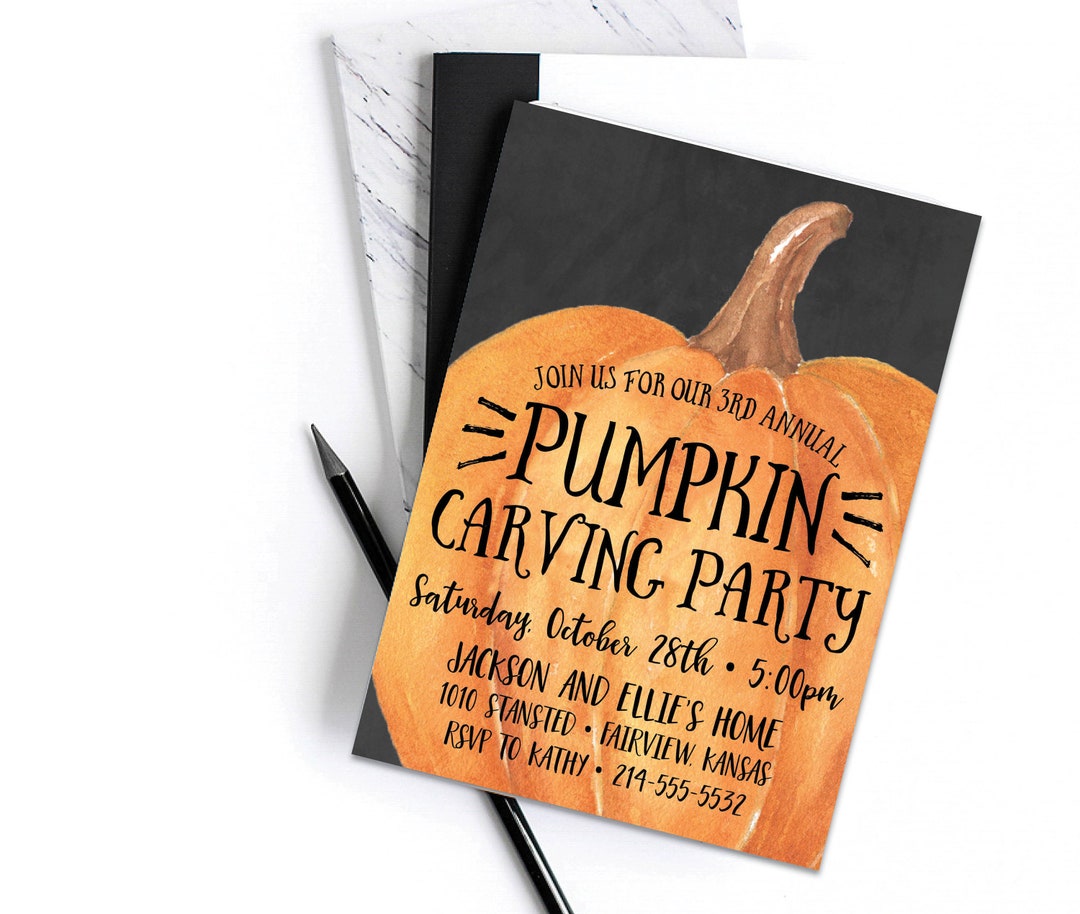 Pumpkin Carving Party Invitation. Halloween Invitation, Halloween Party ...