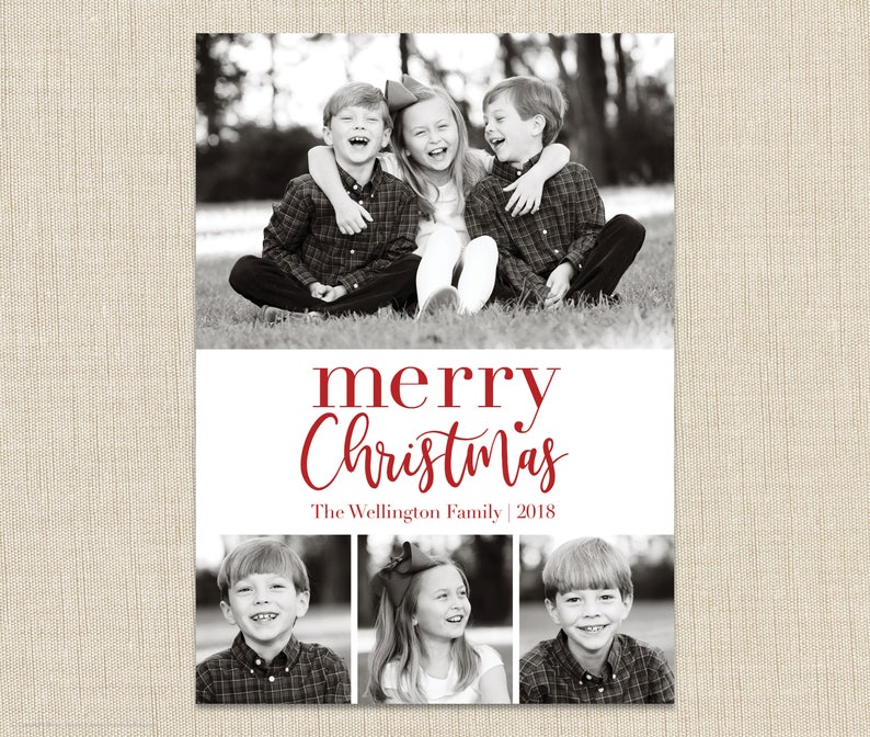 Modern Simple Christmas, Multiple Photo Card, Christmas Photo Card ...