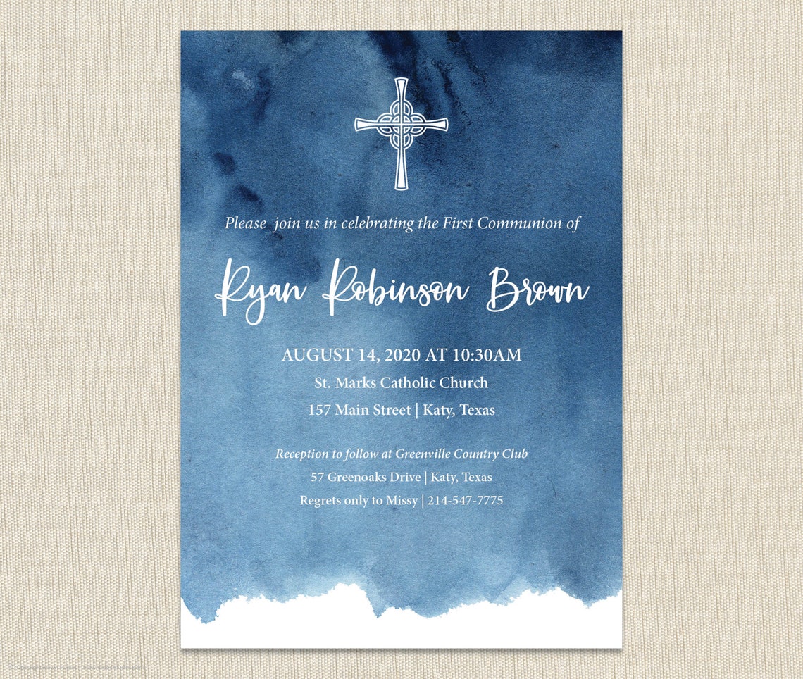 Religious Invitation (first Communion Invitation, Baptism Invitation ...