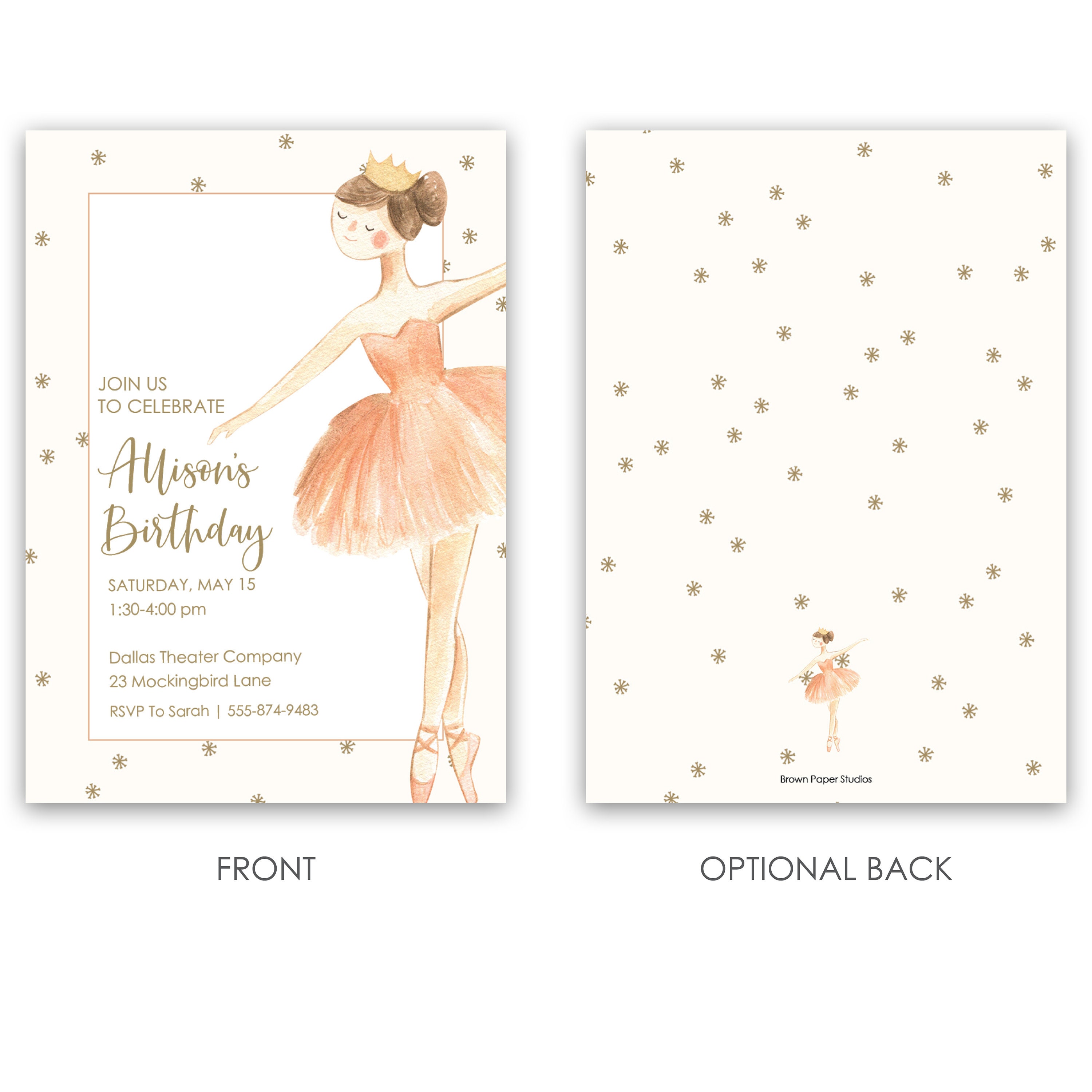 Ballet Birthday Invitation. Ballet Birthday Party. Digital File or ...
