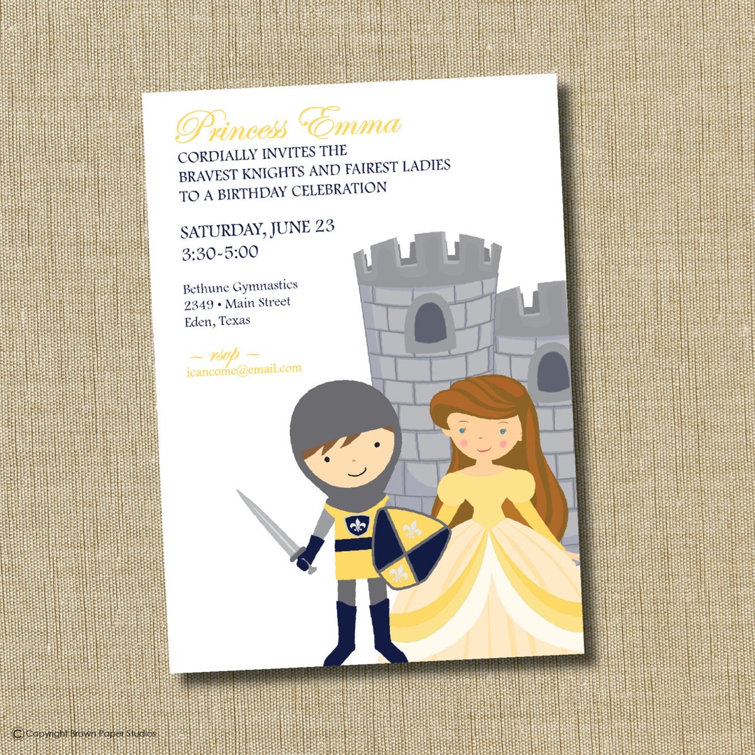 Princess and Knight Birthday Invitation. - Etsy