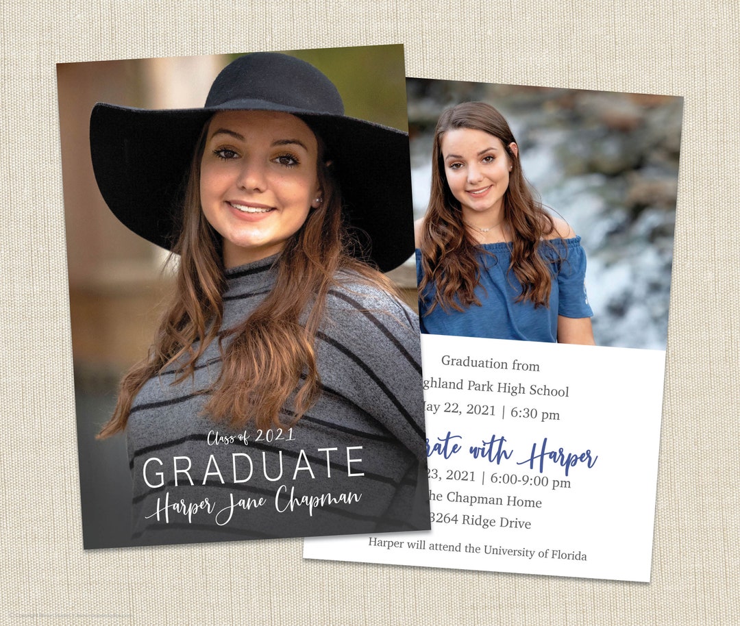 Graduation Announcement, Graduation Invitation, Modern Graduation ...
