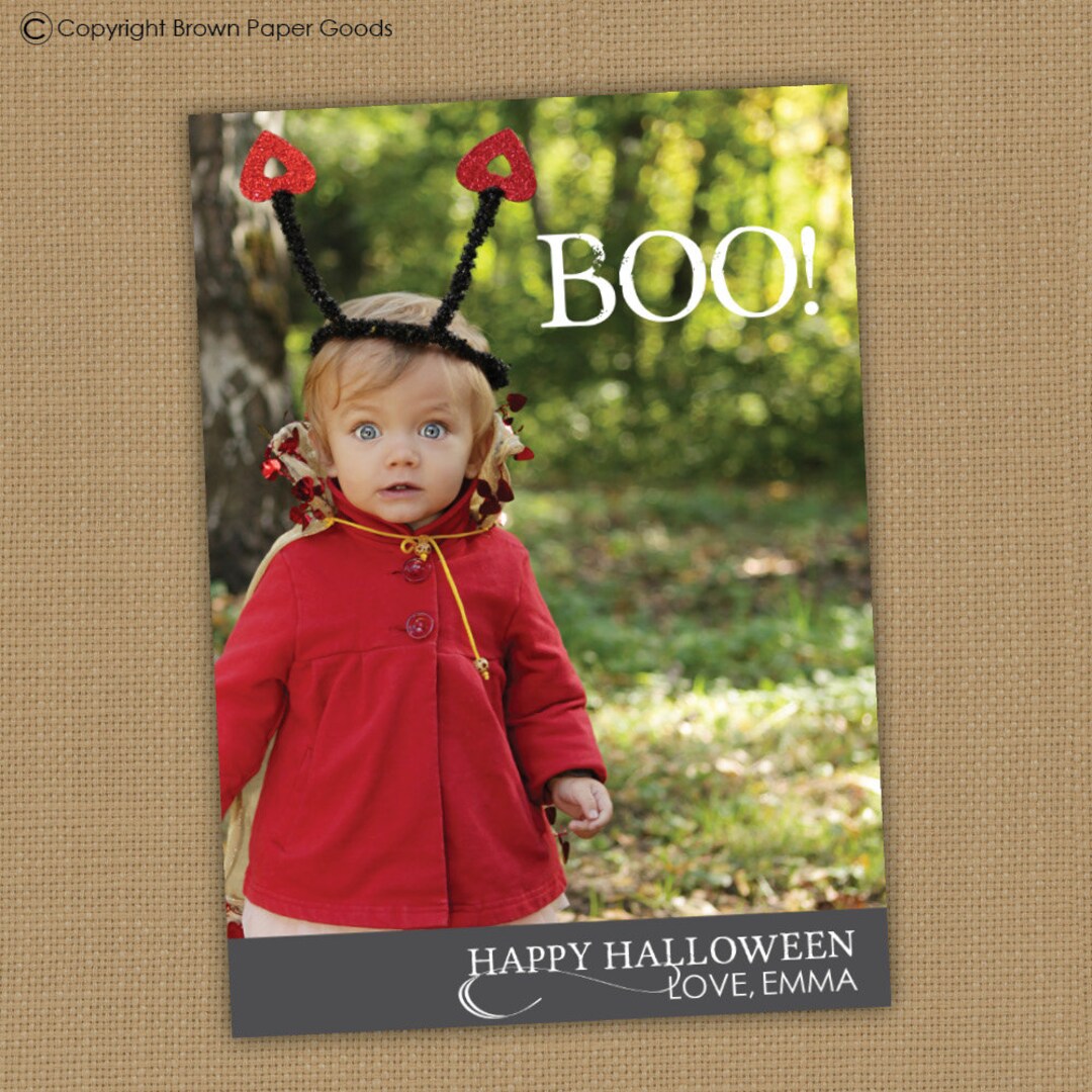 Halloween Photo Card. Boo. Happy Halloween - Etsy