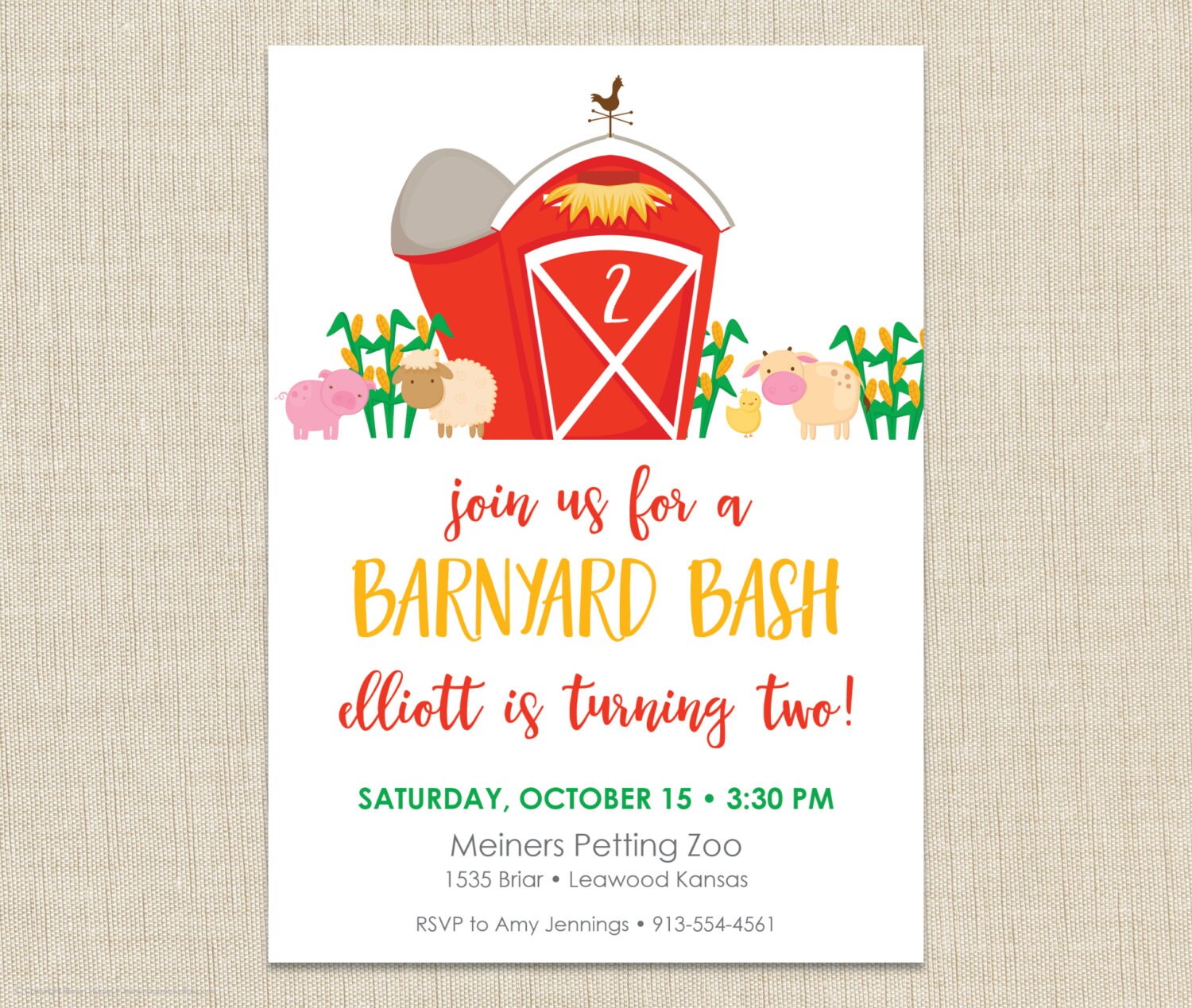 Barnyard Birthday Invitation, Farm Party Invitation, Girl Farm Birthday ...