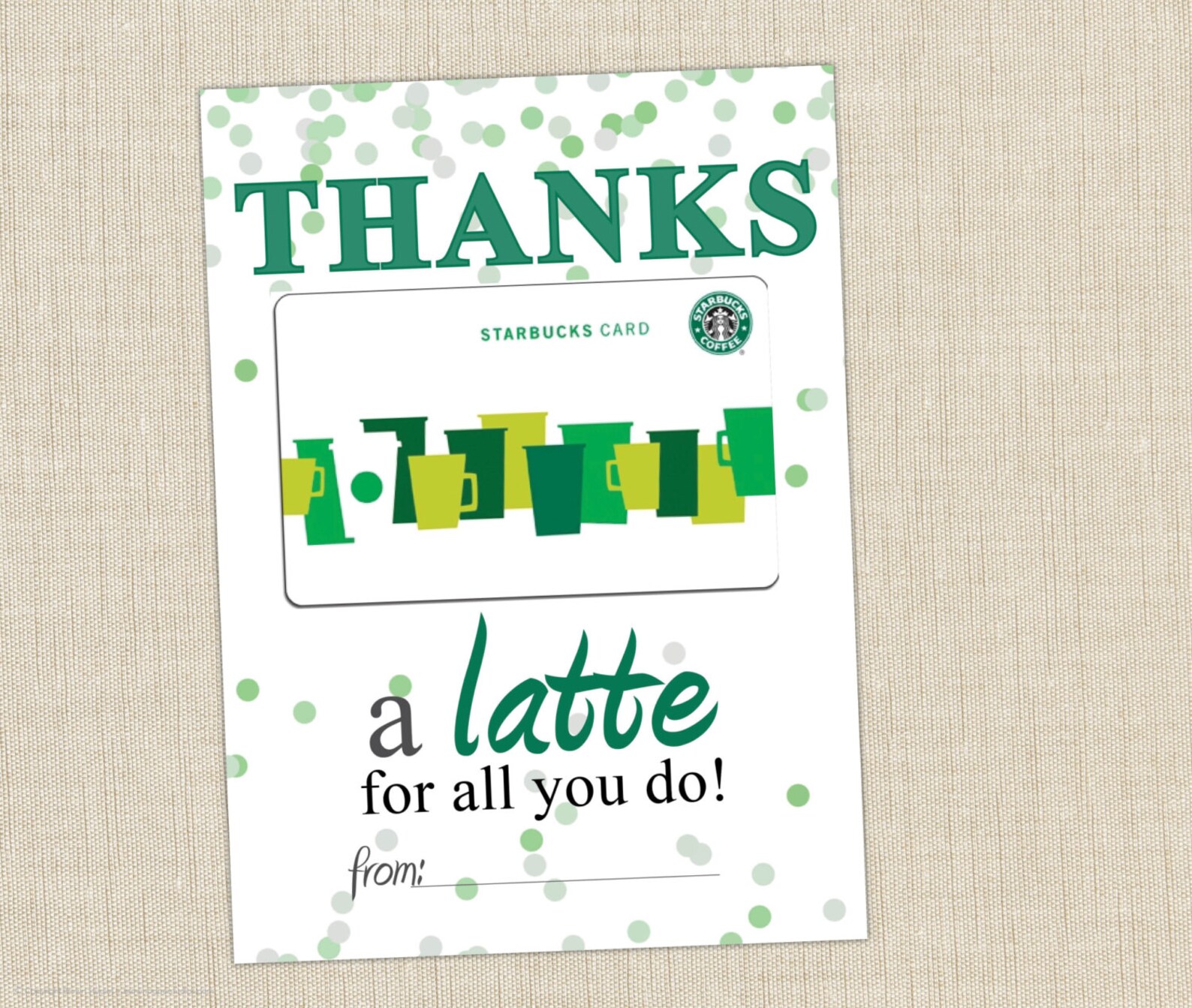Printable. Thanks a Latte Card. Thank You Card. Gift Card - Etsy