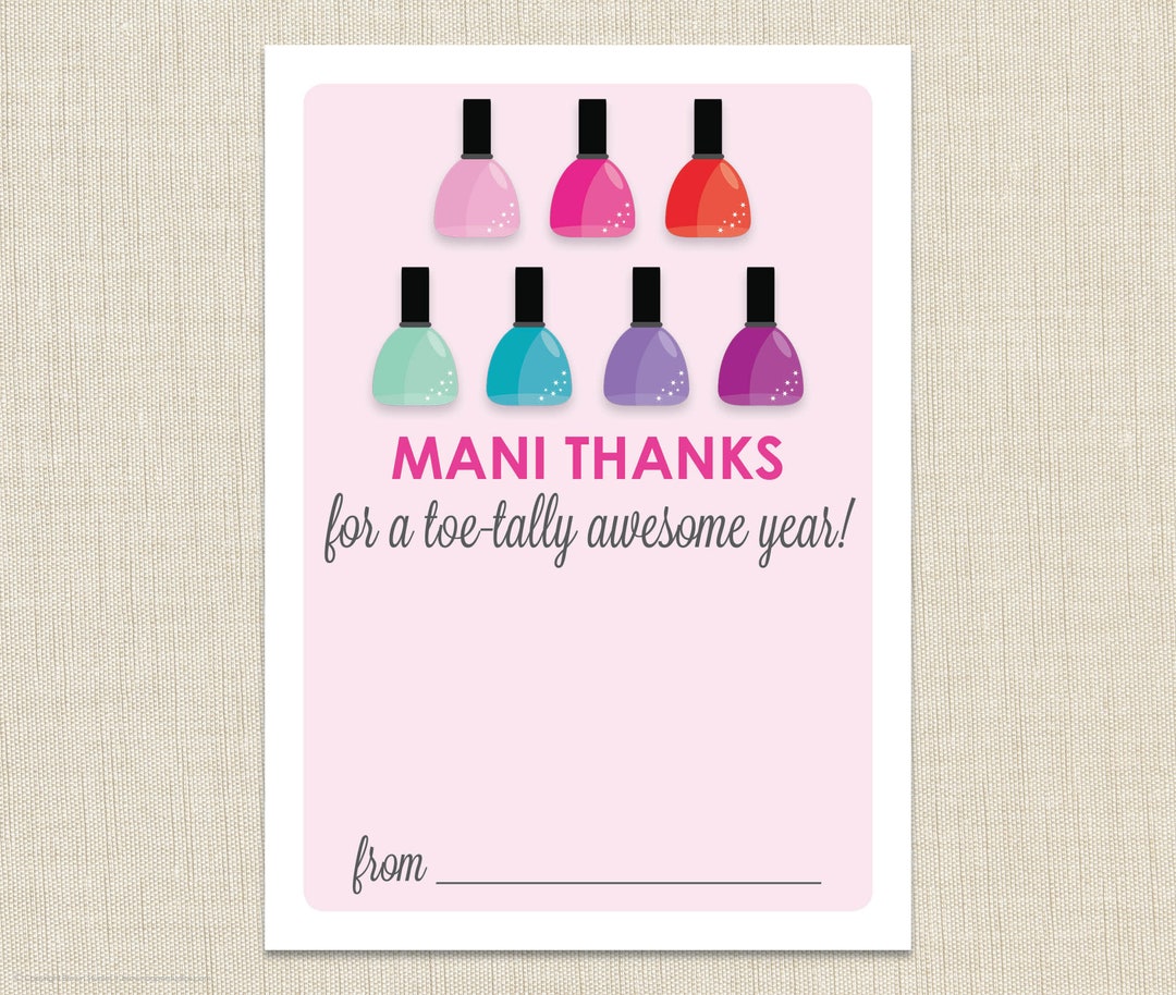 Manicure Gift Card Holder | Mani Thanks for All You Do | End of School ...