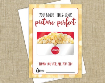 Thank You for A Picture Perfect Year Movie Gift Card. Teacher ...