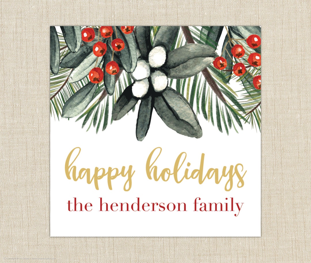 Personalized Gift Tag- Label- Sticker. Christmas Floral Gift Label. Set ...