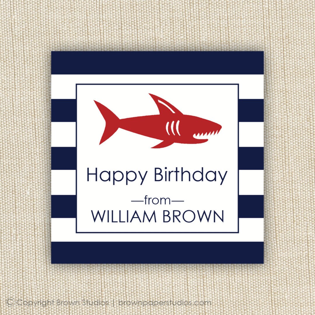 Personalized Gift Tag Label Sticker-shark - Etsy