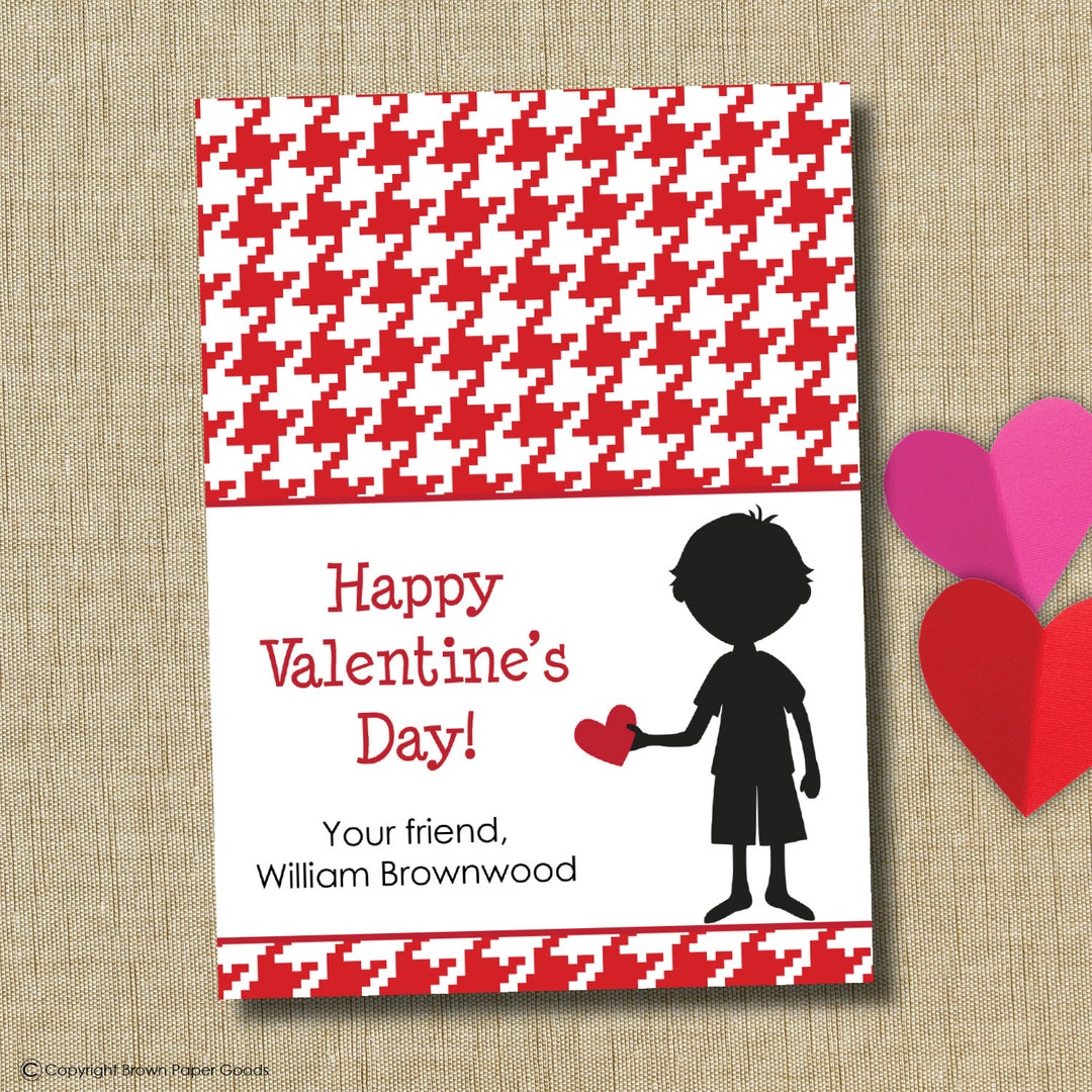 School Valentine Cards. Personalized Valentine Card. Boy Valentine Card ...