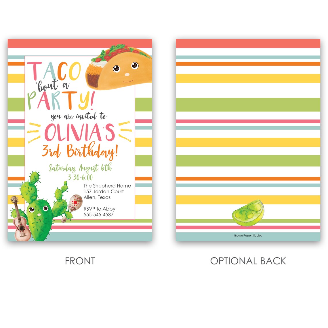 Taco Birthday Invitation Taco Invitation Fiesta Birthday | Etsy
