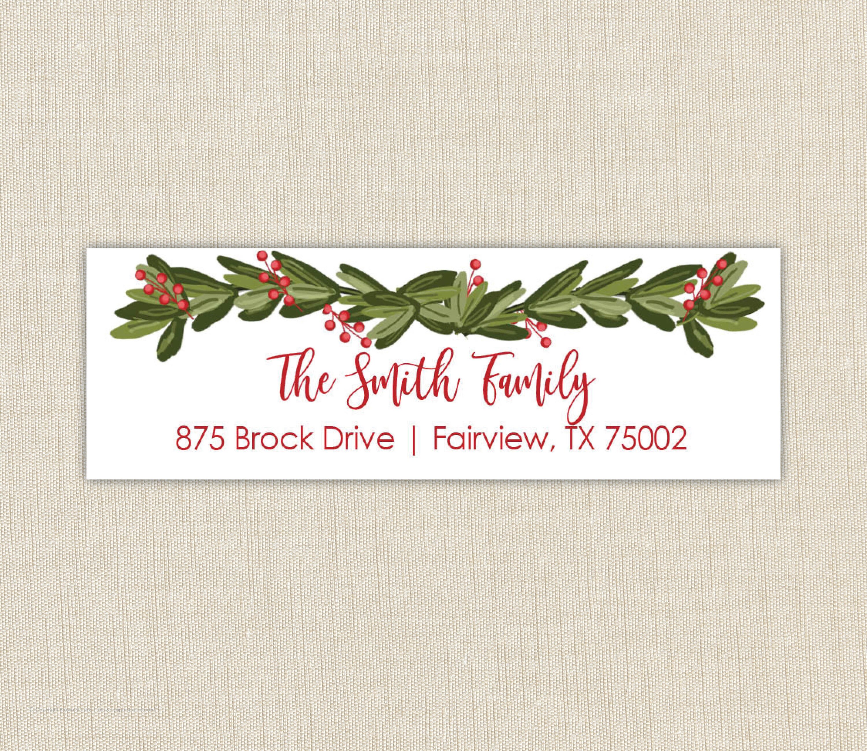 Christmas Return Address Labels, Christmas Boxwood Address Stickers ...