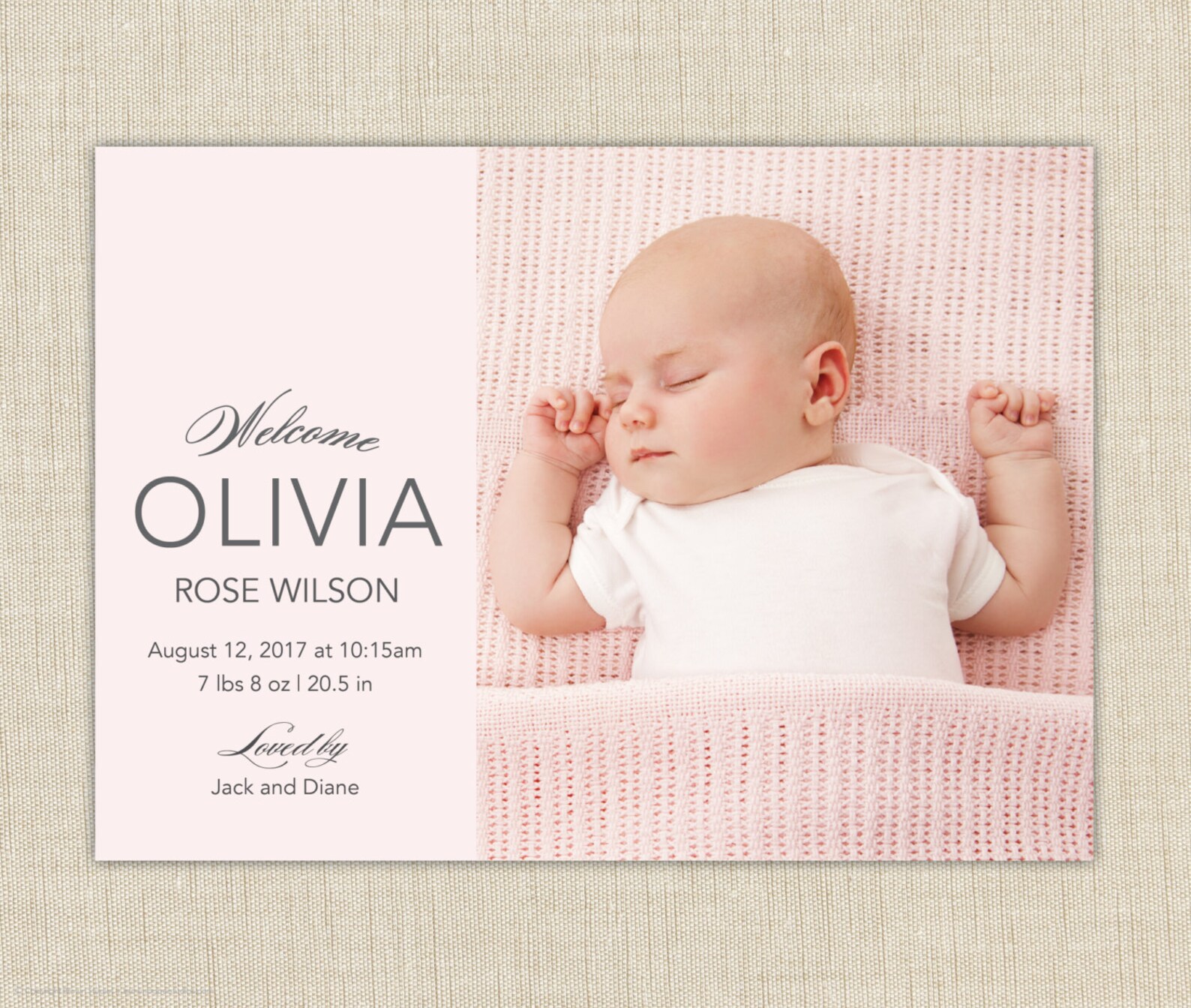 Birth Announcement Girl. Photo Baby Announcement. - Etsy