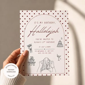 Birthday Invitation Template, Chic Polka Dot Party Invite, Editable ...